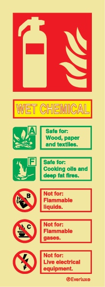 82 207 Fire Extinguisher – Wet Chemical sign 75x200mm – JMN Fire Alarms